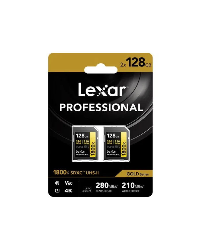LEXAR SD 128GB V60 1800x UHS-II PACK X2 | Fotocinecolor